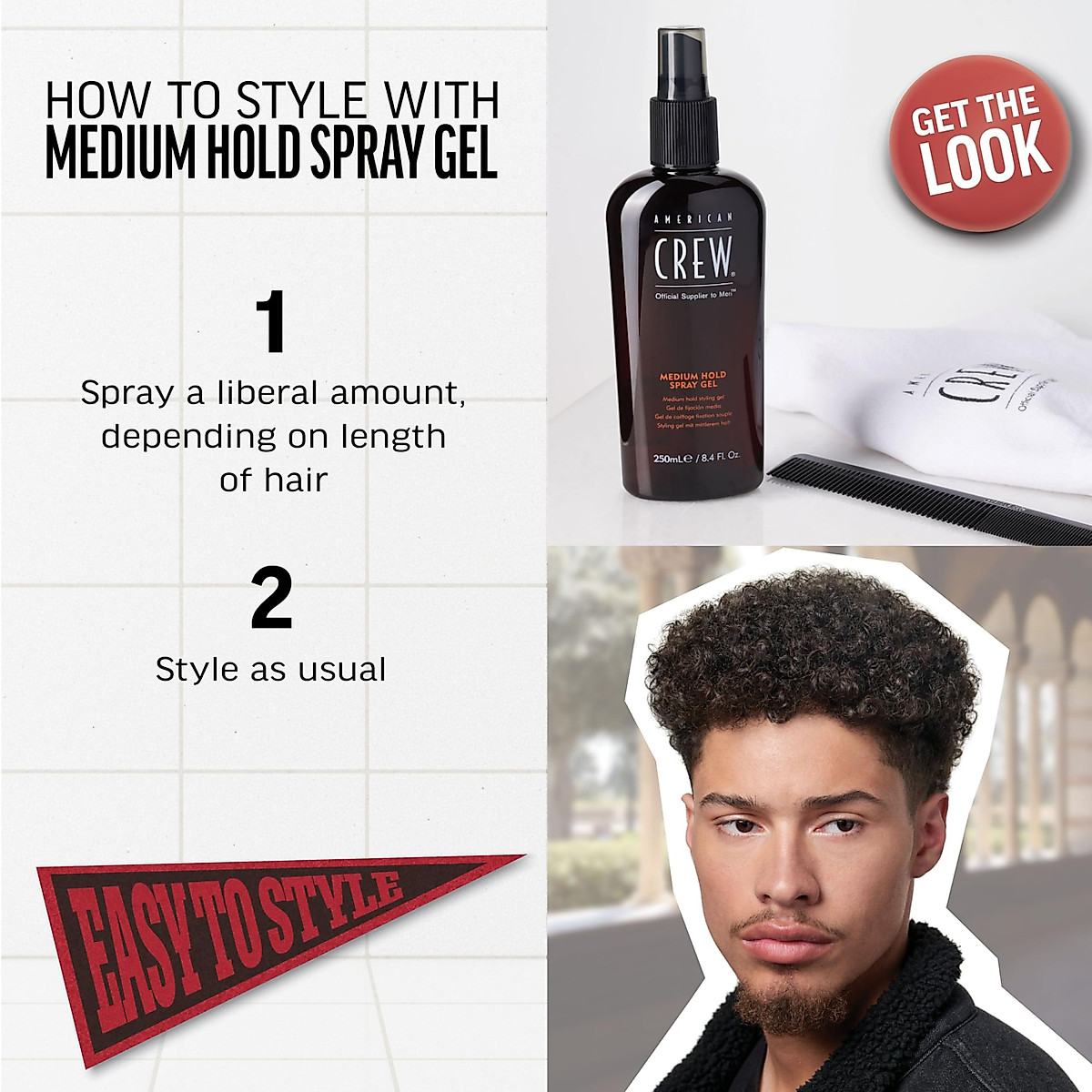 American Crew Men's Hair Spray, Medium Hold, 8.45 Fl Oz