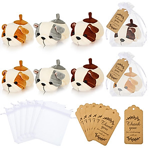 18 Pcs Dog Party Favors Gifts Include 6 Pcs 4.72 Inch Puppy Stuffed Animal Mini Plush 6 Pcs Thank You Tags and 6 Pcs Organza Bags for Puppy Theme Gifts Kids Birthday Party Baby Shower Supplies