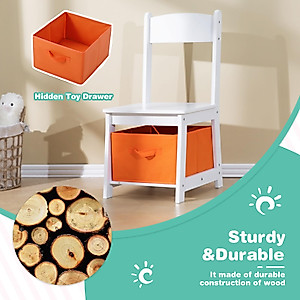 Kid's Study Desk and Chair Set for Boys & Girls – Wooden Ergonomic Design, Includes Built-In Chair Storage Bins & Bookshelf Organizer & Cork Bulletion Board, for Children Studying, Writing, Drawing