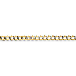Sonia Jewels 14k White and Yellow Gold Two Toned 4.3mm Pave Curb Cuban Bracelet - with Secure Lobster Lock Clasp 8"