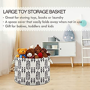 ALAZA Floral Ethnic Leaf Vintage Beige Storage Basket Gift Baskets Large Collapsible Laundry Hamper with Handle, 20x20x14 in