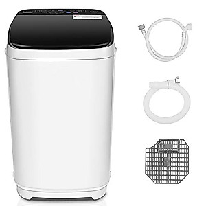Washing Machine, 15.5Lbs Portable Washer 2-in-1 Full-Automatic Laundry Washer with 10 Programs +8 Water Level Selections+Drain Pump+LED Display Compact Top Load Cloth Washer(US Stock)