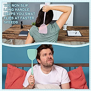 100 Pieces Fly Swatter Plastic Fly Swatters Heavy Duty Colorful Strong Flexible Manual Fly Swat Set Strong Durable Flexible Long Handle Manual Swat Flies and Mosquitoes Striking Fly Swatters Set