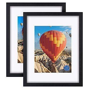 RR ROUND RICH DESIGN 11x14 inch Picture Frames Made of Solid Wood and HD Glass Display Photos 8x10 with Mat or 11x14 Without Mat 2PK Black