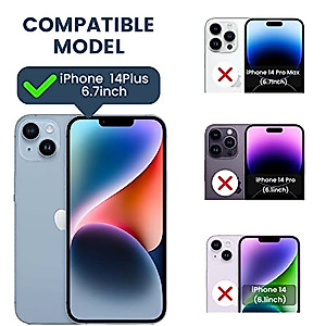Goton for iPhone 14 Plus Case with Screen Protector - Slide Camera Cover Phone Case with Ring Stand, Heavy Duty Military Grade Shockproof Rugged Bumper for iPhone 14 Plus Accessories Blue