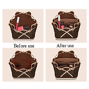 Lckaey Purse Organizer for NOE inner bag NOE BB bucket bag Petit NOE NM storage bag small zipper insert3053khaki-L