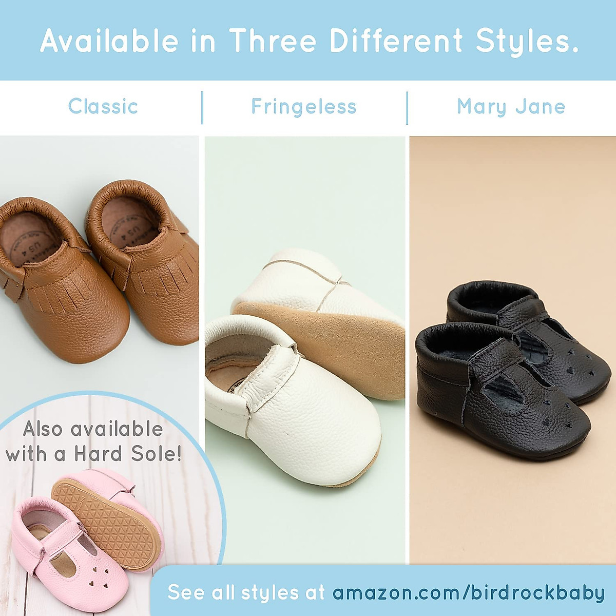 BirdRock Baby Fringeless Moccasins - Genuine Leather Boys and Girls Shoes for Newborns, Infants, Babies, & Toddlers (Classic Brown, US 5.5)
