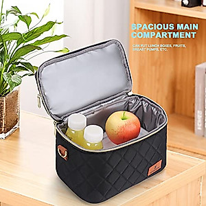 VS VOGSHOW Lunch Bag for Women, Quilted Dual Compartment Insulated Small Lunch Box Bag for Work, Freezable Soft Lunch Cooler Tote Bag