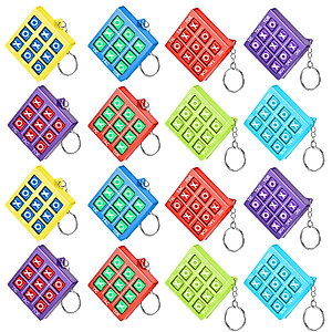 Zomiboo 16 Pieces Tic Tac Toe Keychain Tic Tac Toe Party Favors Tic Tac Toe Valentine Plastic Key Holders for Mini Backpack Clip Birthday Party Gifts, Assorted Colors