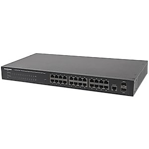 Intellinet 24 Port PoE Web Managed Gigabit Ethernet Switch with 2 SFP Ports - 240W Power Budget, Self Healing Network, SNMP Management, Endspan, 19" Rackmount - 3 Yr Mfg Warranty - 560559