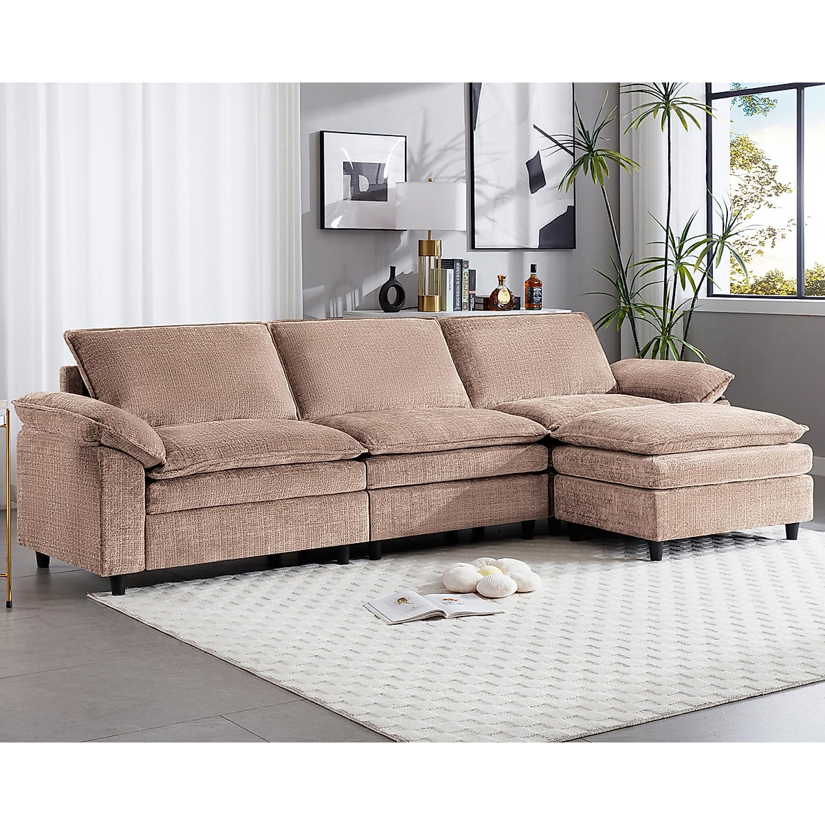 Suheww Sectional Couches for Living Room, L Shaped Sofas Modern Deep Seat Cloud Sofa Sectional, Oversized Cloud Couch Modular Sectional Sofa Couches for Living Room