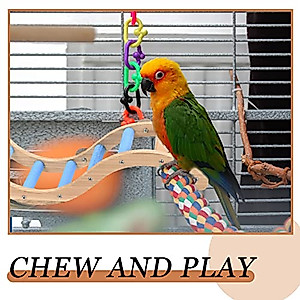 PATKAW Wooden Bird Ladder Toy Natural Wood Step Ladder Climbing Toys Bird Cage Accessories for Parakeets Parrots Cockatoo Lovebirds