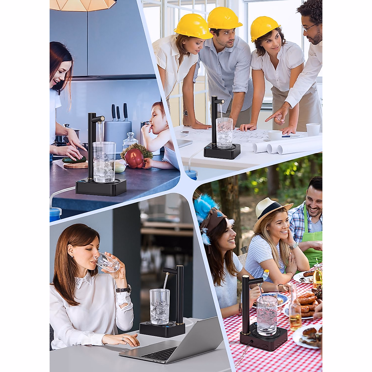 Desktop Water Dispenser,Rechargeable Desktop Water Bottle Dispenser, Portable Bedside Water Dispenser for 5 Gallon Bottle, 2000mAh Countertop Automatic Water Dispenser Water Jug Pump (Black)