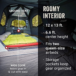 Coleman Skylodge 10-Person Camping Tent with Instant Setup and Screened Porch, Weatherproof Family Tent with Pre-Attached Poles, Screened-in Porch, and Rainfly; Sets Up in About 1 Minute