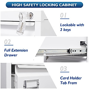 AFAIF 4 Drawer File Cabinet with Lock, Office File Cabinets for Home Office,18" Deep Metal Narrow Vertical Filing Cabinet, White File Cabinet Office Storage Cabinet Organizer fits Letter/Legal Size