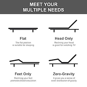 GOLDORO Queen Size Adjustable Bed Frame, Electric Bed Base, Wireless Remote Control, Whisper Quiet Durable Motor, Independent Head and Foot Incline, Adjustable Leg Heights