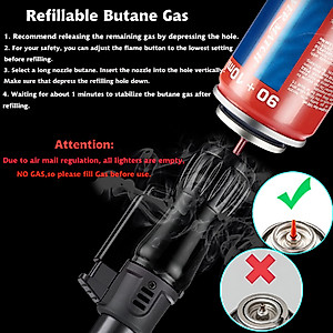 Torch Lighter, 3 Pack Triple Jet Flame Butane Lighters, Adjustable Windproof Flame Lighter with Flame Fixed Lock, Durable Portable Lighters for Candle Camping Kitchen Family Use(without Butane Gas)
