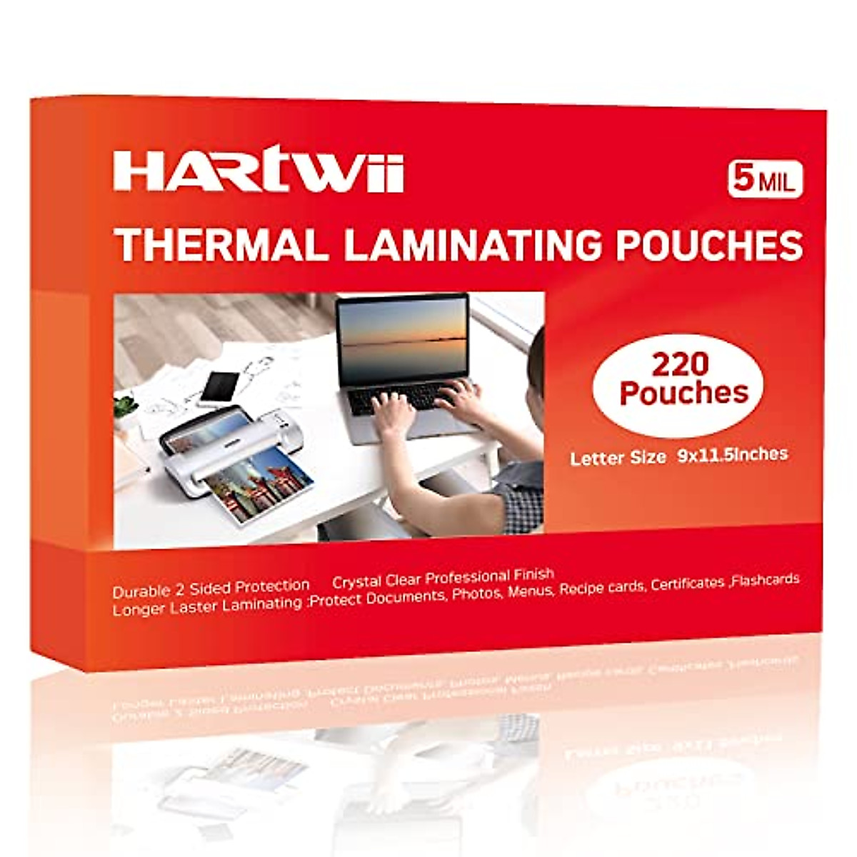 Hartwii 300 Pack 3mil Laminating Sheets 9x11.5 inches and 220 Pack 5mil Laminating Pouches,Hold 8.5x11 inches,Lamination Sheets Paper for Laminator Round Corner Letter Size