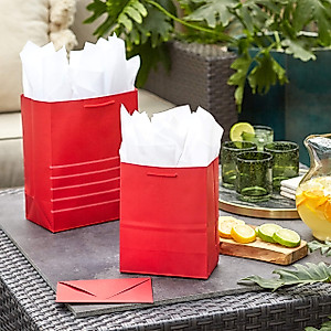 Hallmark Red Gift Bags in Assorted Sizes (Pack of 6: 2 Medium 9", 2 Large 11", 2 Extra Large 14") for Christmas, Birthdays, Graduations, Father's Day, Baby Showers, Bridal Showers, Weddings