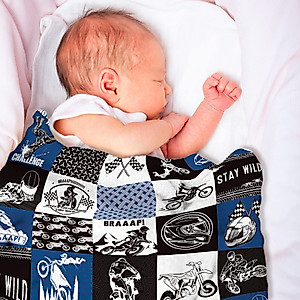 Motorcycle Blanket Throw, Motocross Rider Blanket for Boys Teens, Soft Cozy Plush Flannel Fleece Throw Blanket for Motorbike Lovers Gift, Fluffy Fuzzy Dirt Bike Blankets for Sofa Couch Bed, 50"x60"