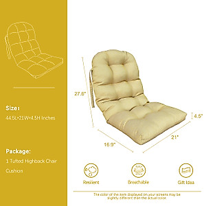 BOSSIMA Outdoor Patio Adirondack Chair Cushions Tufted Round Corner Taupe