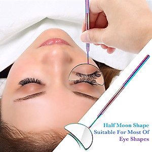 2 Pieces Lash Mirror Eyelash Extension Mirror Half-moon Shape Lash Mirror Stainless Steel Eyelash Mirror Tool Large Eyelash Inspection Mirror for Women Girls Makeup Supplies