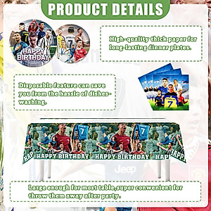 Soccer Birthday Decorations, 20 Pcs Plates 20 Pcs Napkins 1 Pc Tablecloth 43"x71" for Football Soccer Star Birthday Party Supplies Party Decorations Paper Tableware For Boys Girls Birthday Party