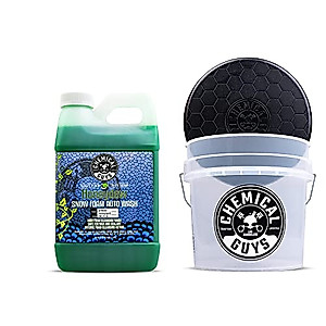 Chemical Guys CWS_110_64 Honeydew Snow Foam Car Wash Soap, 64 fl oz (Half Gallon), Honeydew Scent ACC160 Heavy Duty Ultra Clear Detailing Bucket