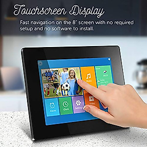 Aluratek 8" Wifi Digital Photo Frame with Touchscreen and 16GB Built-In Memory, USB/SD/SDHC Supported, Built-In Clock, Calendar, Weather, Easy Setup
