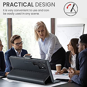 ASAPDOS Samsung Galaxy S23 Ultra Case Wallet[S-Pen Fully Compatible],Retro PU Leather Flip Case with Magnetic Closure,[RFID Blocking] Card Holder and Kickstand(Black)