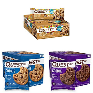 Quest Nutrition Chocolate Chip Cookie Dough Protein Bars, 12 & Chocolate Chip Protein Cookie, 12 & Double Chocolate Chip Protein Cookie, 12 Count