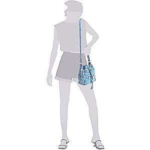 Bijoux De Ja Upcycling Blue Denim Jeans Small Drawstring Crossbody Bag Bucket Pouch Sac Shoulder Handbag Purse