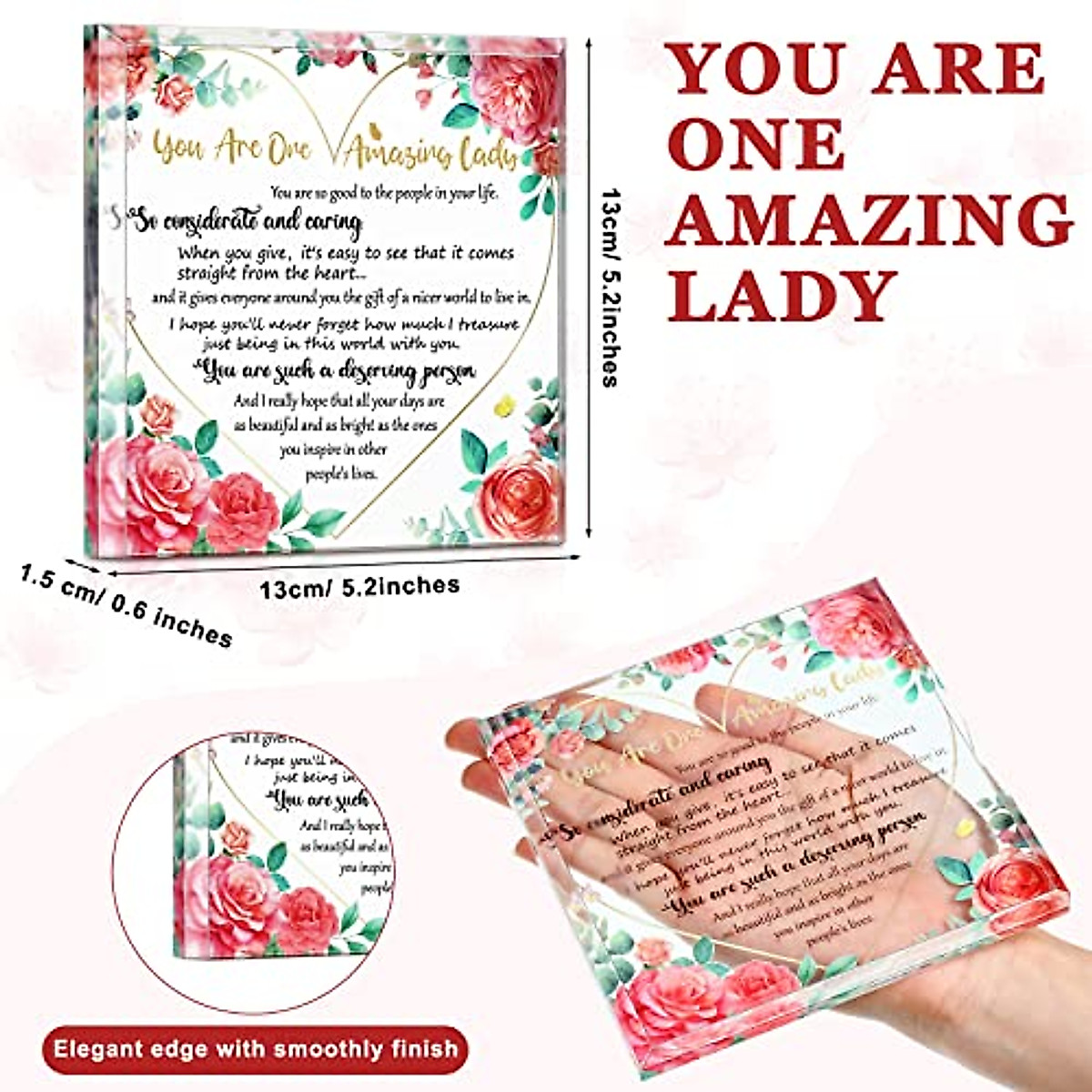 Acrylic Christian Gift for Women Friendship Gift Thank You Gift Inspirational Gift Easter Gift Cardinal Gift for Her Crystal Table Decor Office Desk Sign (Flower Style)