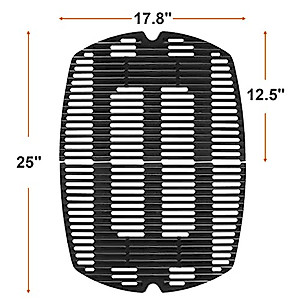 DELSbbq 7584 Cast Iron Grates and 65032 Grill Burner for Weber Q300 Q320 Q3000 Q3200 57060001 586002 Gas Grills, Replacement Parts for Weber 7646, 65032