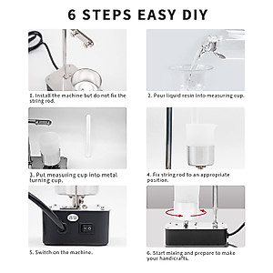 QXCSF Epoxy Resin Mixer, 200ml Large Capacity Electric Tumble Mixer Stainless Steel Stirrer Tumbling Machine with Mixing Stick and 2 Silicone Cups, DIY Tool for Handicraft