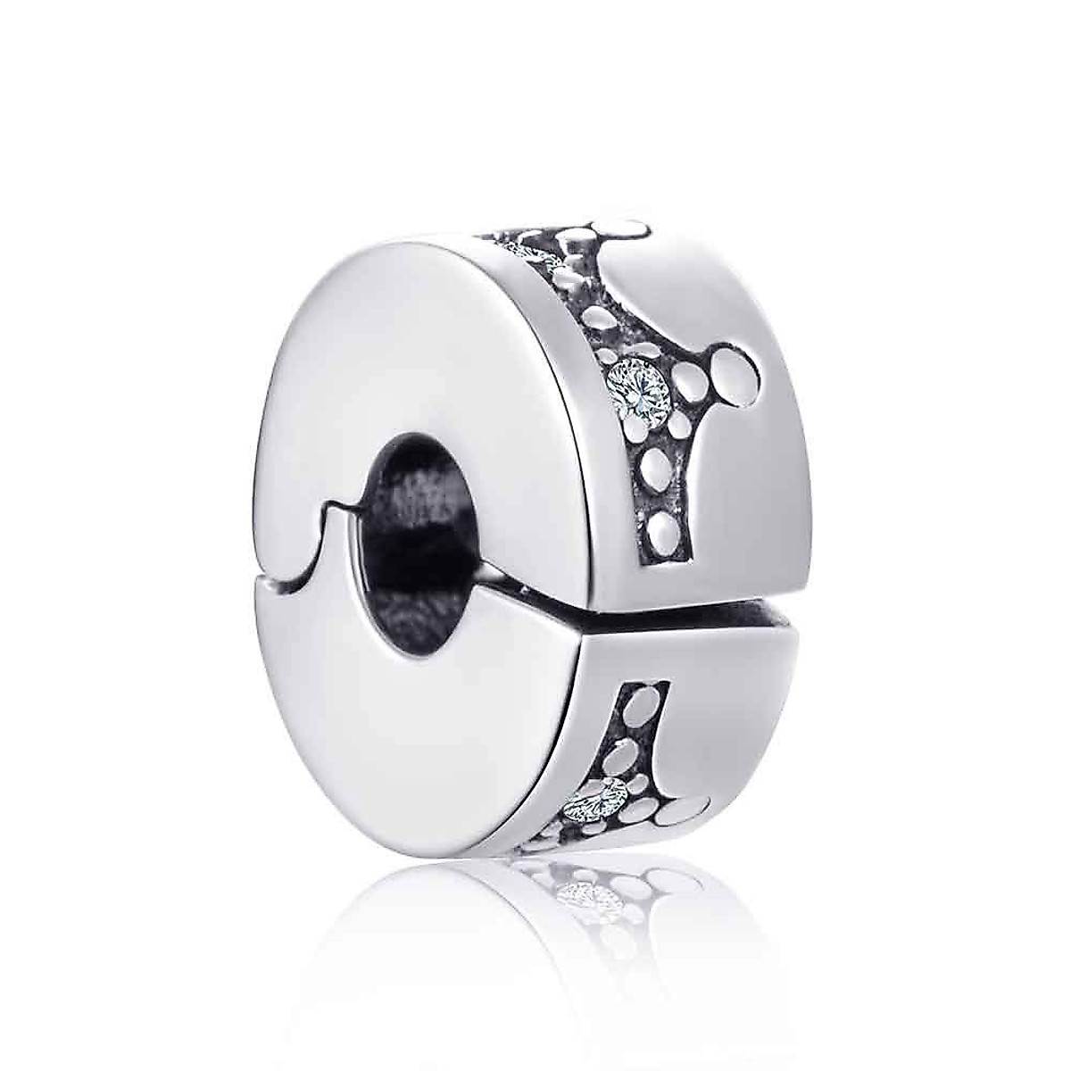 Original 925 Sterling Silver Charms Clip Lock Spacers Stopper Charm Beads For Bracelets (Crown Clip)