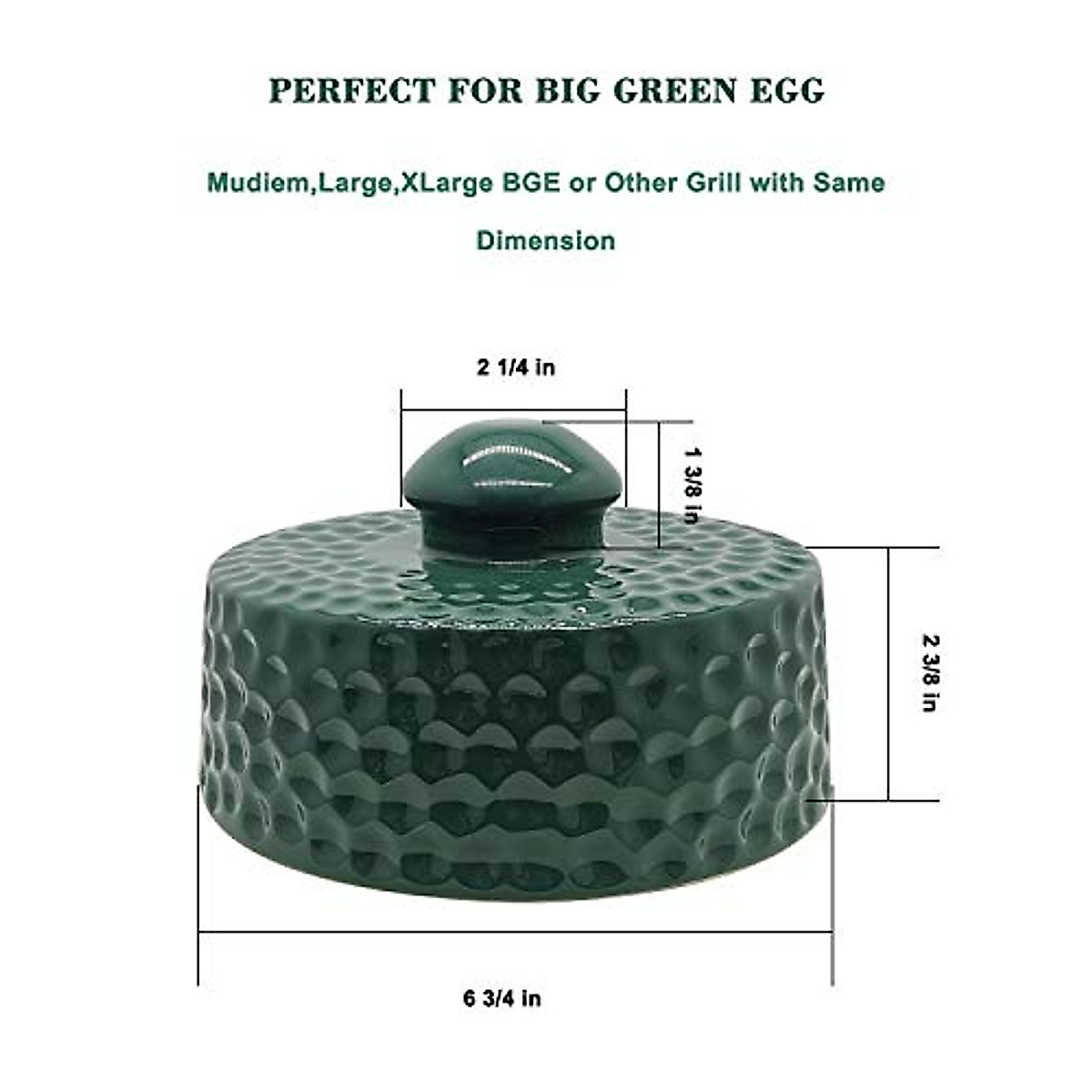 Ceramic Damper Top for Medium Large and XLarge Big Green Egg,Dual Function Ceramic Grill Top Damper,Kamado Accessories Charcoal Grill Top Parts Replacement for Easy Grasp and Anti-Hot