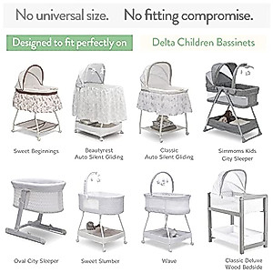 Bassinet Fitted Sheets for Delta Children and Simmons Kids Bassinet - Fits 16 x 32 Inch Oval Bassinet Mattress Pad – Snuggly Soft 100% Jersey Cotton – 2 Pack