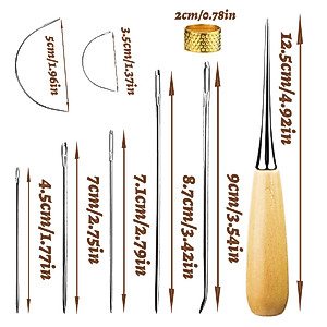 BAGERLA 273 Yards Leather Waxed Thread Sewing Kit Including Black Waxed Thread Needle Awl Thimble, Upholstery Repair Kit for Leather Carpet Sofa Seat Shoe Sewing and Repair