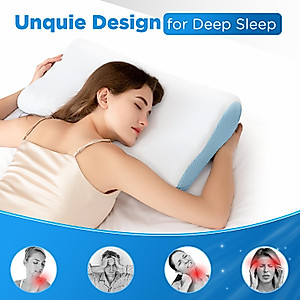 Cooling Neck Memory Foam Contour Pillow Bed Pillow for Sleeping, Cervical Memory Foam Pillows for Neck and Shoulder Pain Relief, Orthopedic Cervical Pillow for Side Back Stomach Sleeper Washable Cover