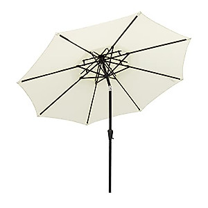 FLAME&SHADE 9 ft Double Top Outdoor Market Patio Table Umbrella with Tilt, Ivory