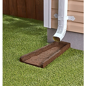 Rubberific Premium Rubber Downspout Splash Block Rain Guard Stone Textured Drain Extender (Brown)
