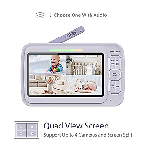 LEREVE 5" HD Low EMF Baby Monitor, Auto Noise Reduce, 2 Remote Pan Tilt Cameras, Lullaby, 2-Way Audio, ECO with Auto Voice Activation, Model: LeMove 60