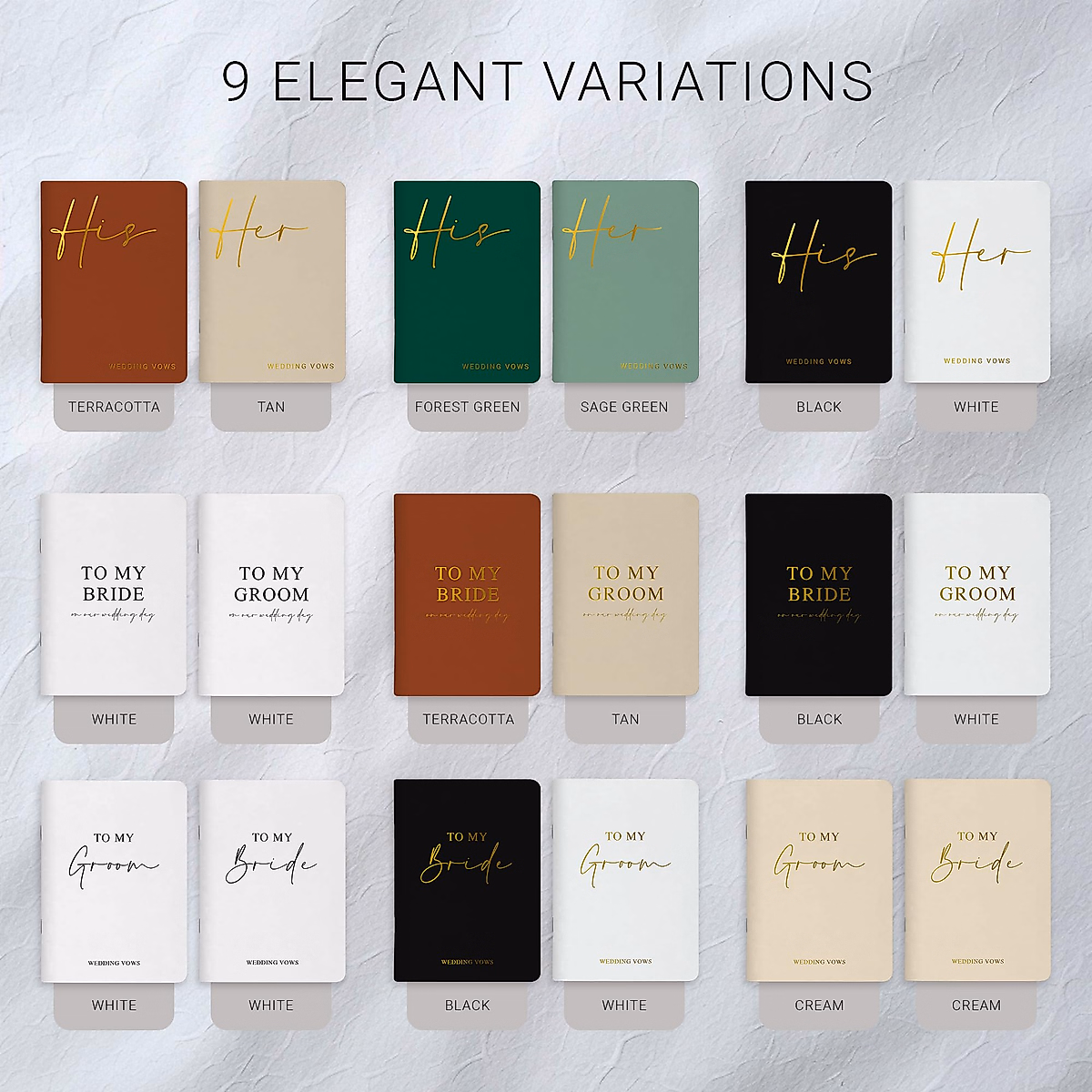 Wedding Vow Books His and Hers, Gold Foil Lettering & Keepsake Sleeve, Wedding Day Essentials, Beautiful His and Hers Gifts for the Bride and Groom (White & White)