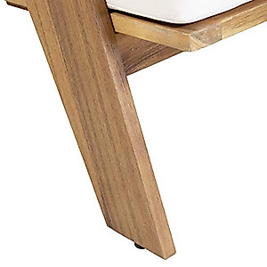 Christopher Knight Home Arcola Outdoor Acacia Wood Club Chairs with Cushions (Set 2), Teak Finish, Beige