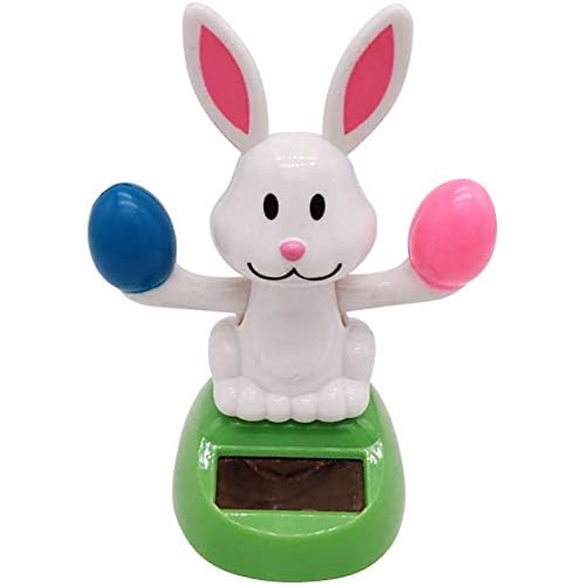 Taotenish Solar Powered Toy Shaking Head Rabbit Statue Shaking Head Dancing Toy Rabbit Bunny Figurines for Car Dash Board Decorations - White