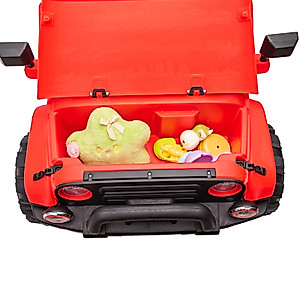 2 Seater Ride On Truck and Car Cover, 12V Children's Electric Car with Parental Remote Control, Music, MP3 Player, LED Lights, Spring Suspension, Red