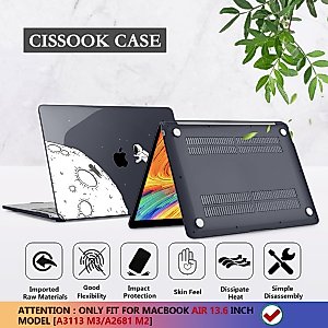 CISSOOK Case Compatible with MacBook Air 13.6 Inch 2022 2024 Release Model A2681 M2 A3113 M3 Astronaut, Clear Black Space Hard Shell with Keyboard Cover for MacBook Air 13.6" with Touch ID, Astronaut
