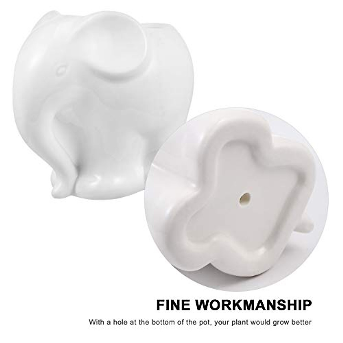 DOITOOL Cute Elephant Flower Pot, Succulent Planter Flower Pot for Cactus Bonsai Garden Decoration, Modern White Ceramic Flower Plant Containers for Home Garden Office Desktop Decoration (White)