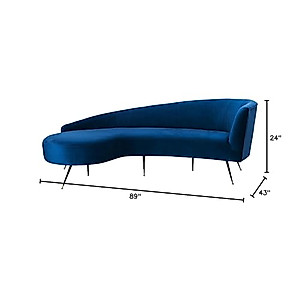 Safavieh Couture Home Evangeline Modern Glam Navy Velvet and Black Parisian Sofa